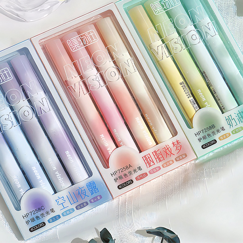 Creative Gradient Highlighter Set Students Large Capacity Ink Color ...