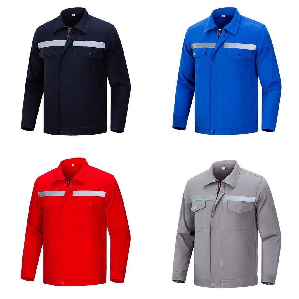baju kerja Safety Jacket Safe Work Long Sleeve Uniform Men Women ...