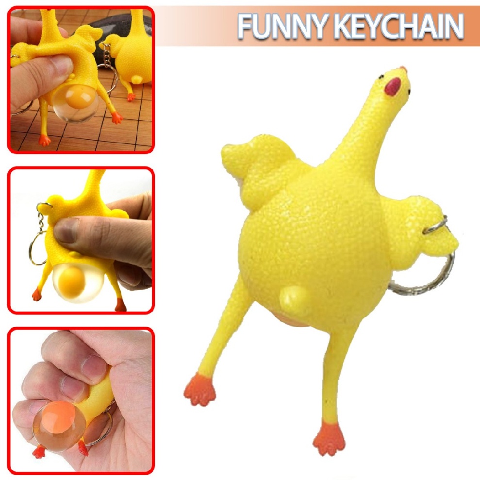 Egg Laying Chicken Sensory Fidget Squeeze Keyring - Lay Egg Stress ...