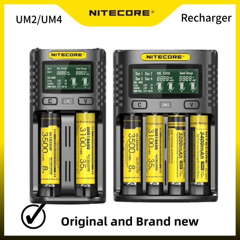 NITECORE UM4 UM2 Charger USB 5V LCD Smart Charging Li-ion Lithium Bat ...