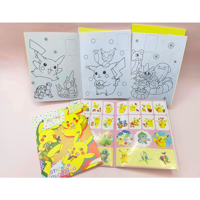Pikachu Cartoon Small Coloring Book Picture Book Coloring Sticker Book ...
