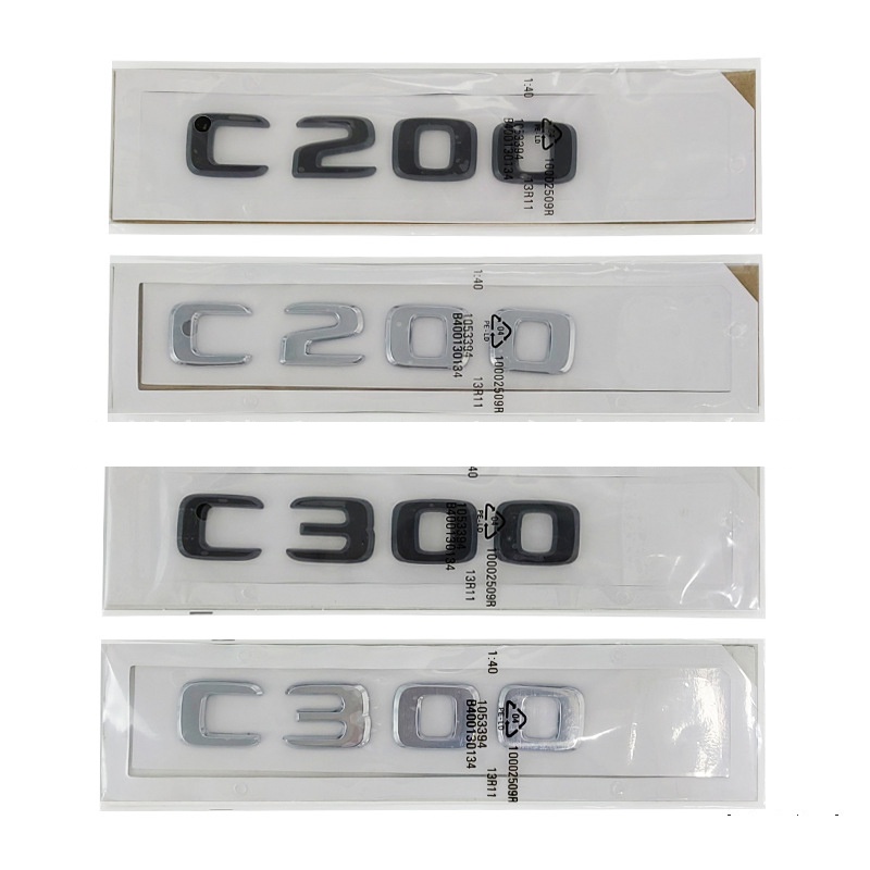 3D ABS Black Chrome Car Letters Rear Trunk Badge For Mercedes Benz C200 ...