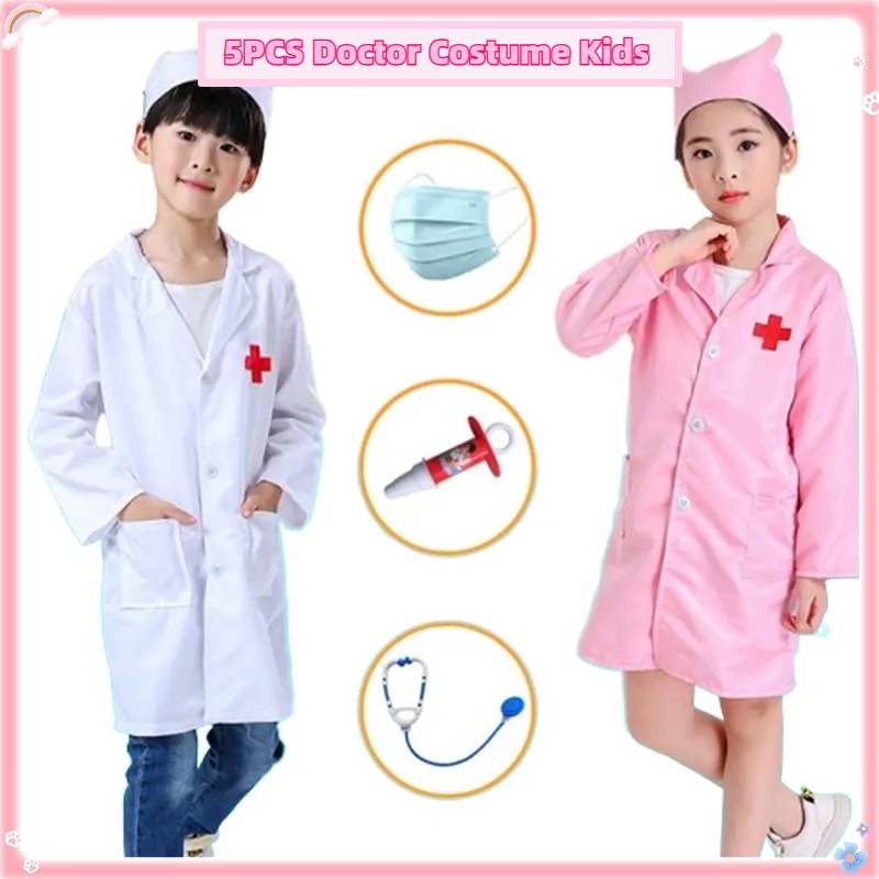 5PCS Doctor Costume Kids Cosplay Simulation Nurse Medical Uniforms ...