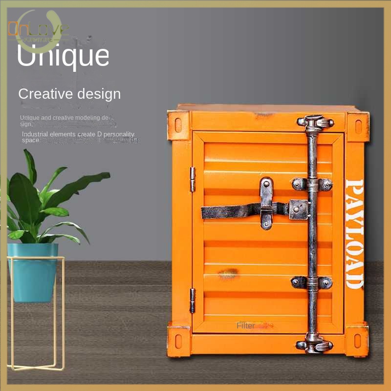 Bedside Table Industrial Style Container Small Mini Cabinet Bedroom ...