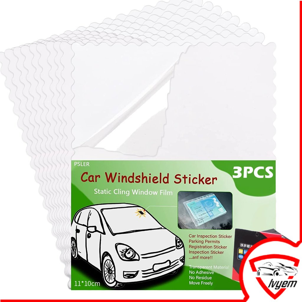 3pcs Car Electrostatic Roadtax Sticker Transparent Car Static Cling ...