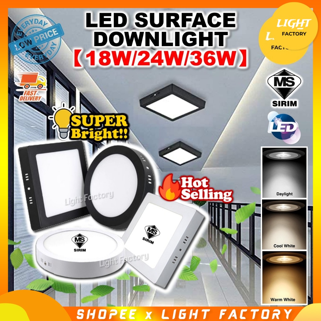 [3 YEARS WARRANTY] SIRIM LED Surface Downlight 7"18W | 9"24W HIGH ...
