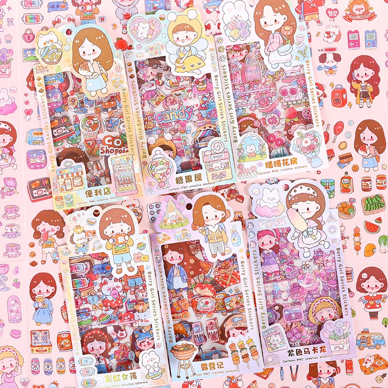 (4 Sheets/set) Raspberry Girl Notebook Stickers Children's Picture ...