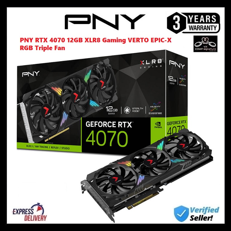 PNY RTX 4070 12GB XLR8 Gaming VERTO EPIC-X RGB Triple Fan RTX4070 ...