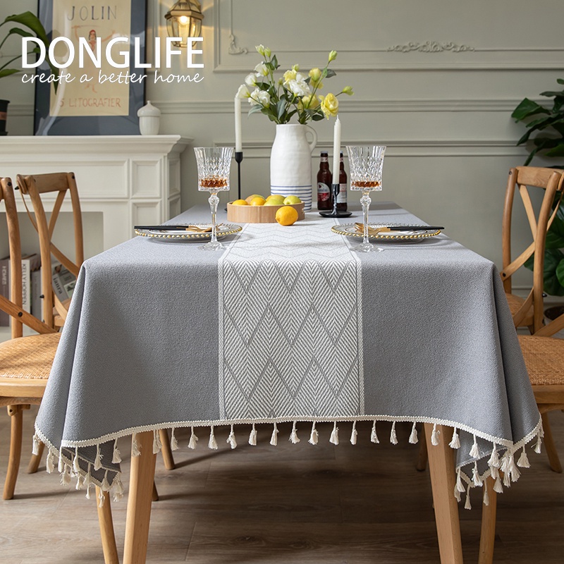 【Donglife】Tablecloth fabric cotton linen small fresh large ripple ...