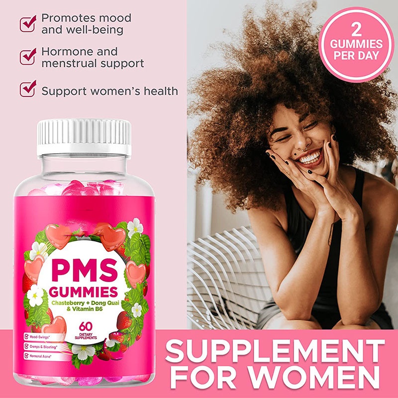 Feminine Mood Relief Gummies Strawberry Flavor Menstrual Mood Relief ...