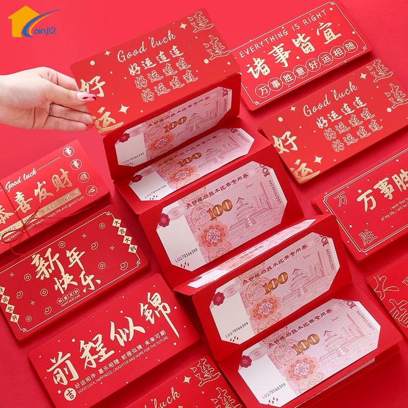 6/10 Card Slots Folding Red Envelope CNY Red Packet Angpao Spring ...