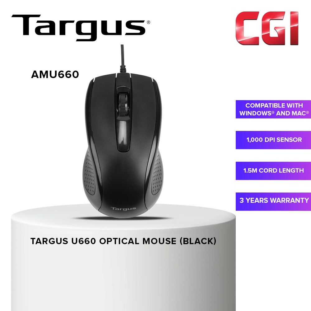 Targus AMU660 U660 Optical Mouse - Black | Shopee Malaysia