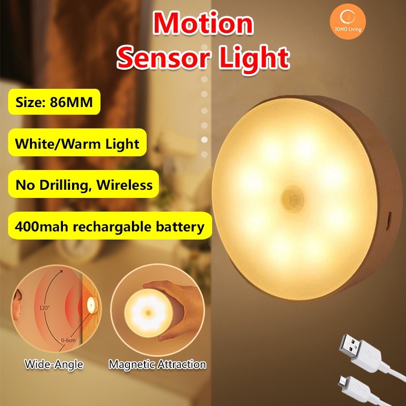 Motion Sensor Lights LED Night Light Battery Rechargeable Lampu Powered ...