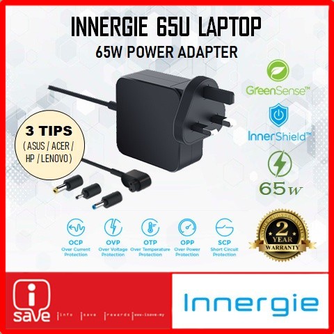 INNERGIE 65U UNIVERSAL LAPTOP ADAPTER CHARGER FOR ASUS / HP / ACER ...