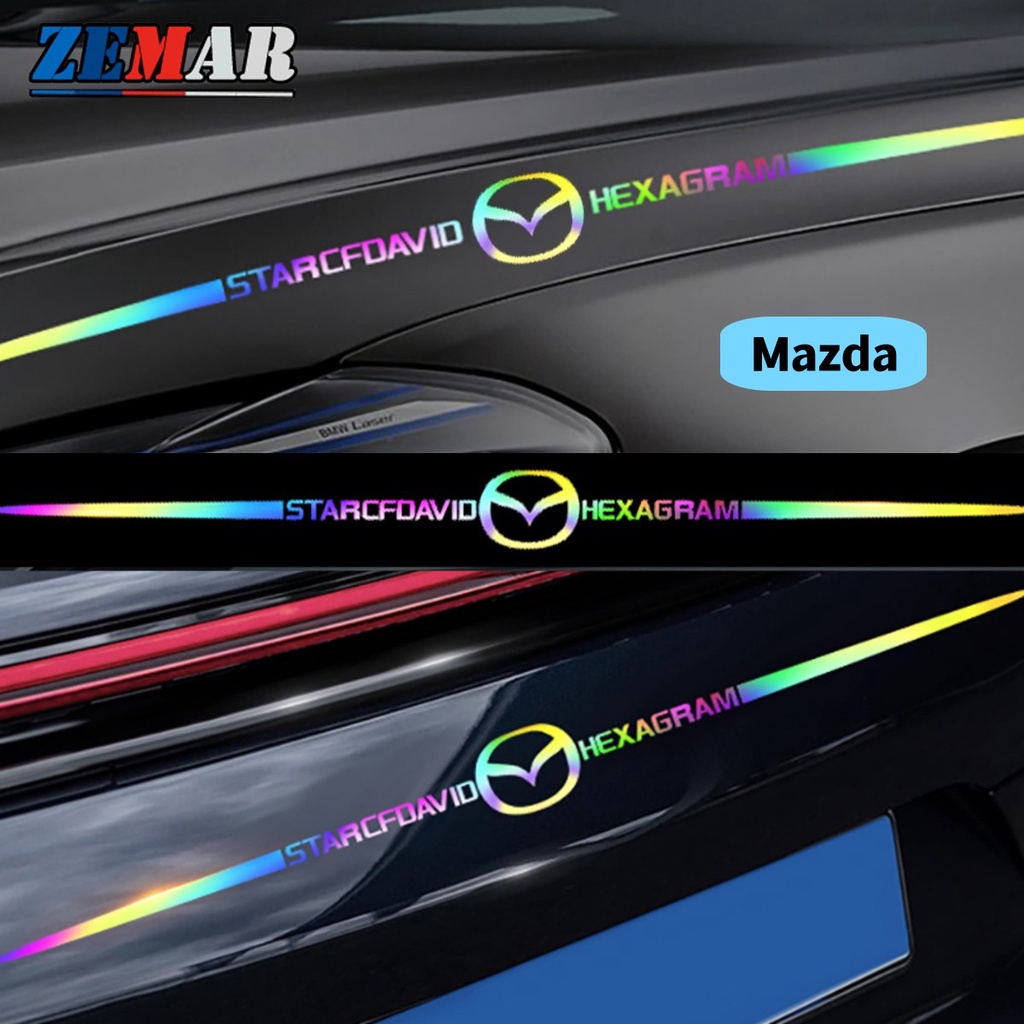 1Pc Mazda Car Logo Sticker Laser Reflective Colorful Car Accessories ...