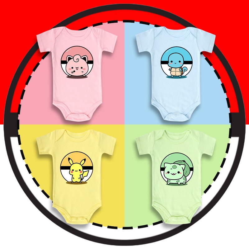 Haginbaby Pokemon Theme Baby Onesie Pikachu Cute Cartoon Newborn Short ...
