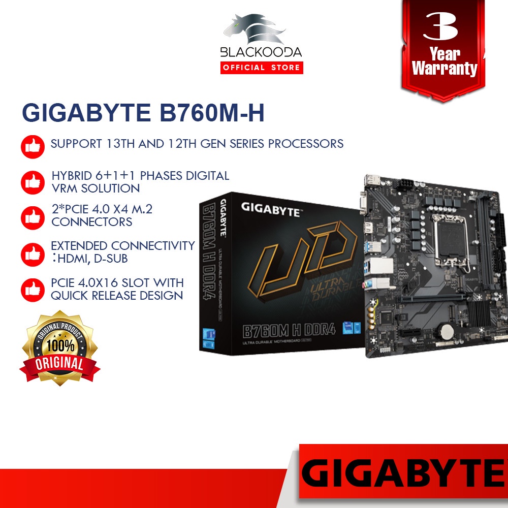 GIGABYTE B760M H DDR4 LGA1700 MAINBOARD | Shopee Malaysia