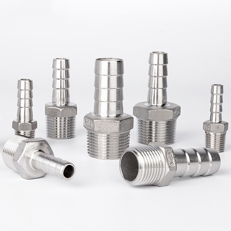 SUS304 Stainless Steel BSP 1/8" 3/8" 1/2" 1/4" Male Thread Barb Pipe Fittings Hose Connectors ...