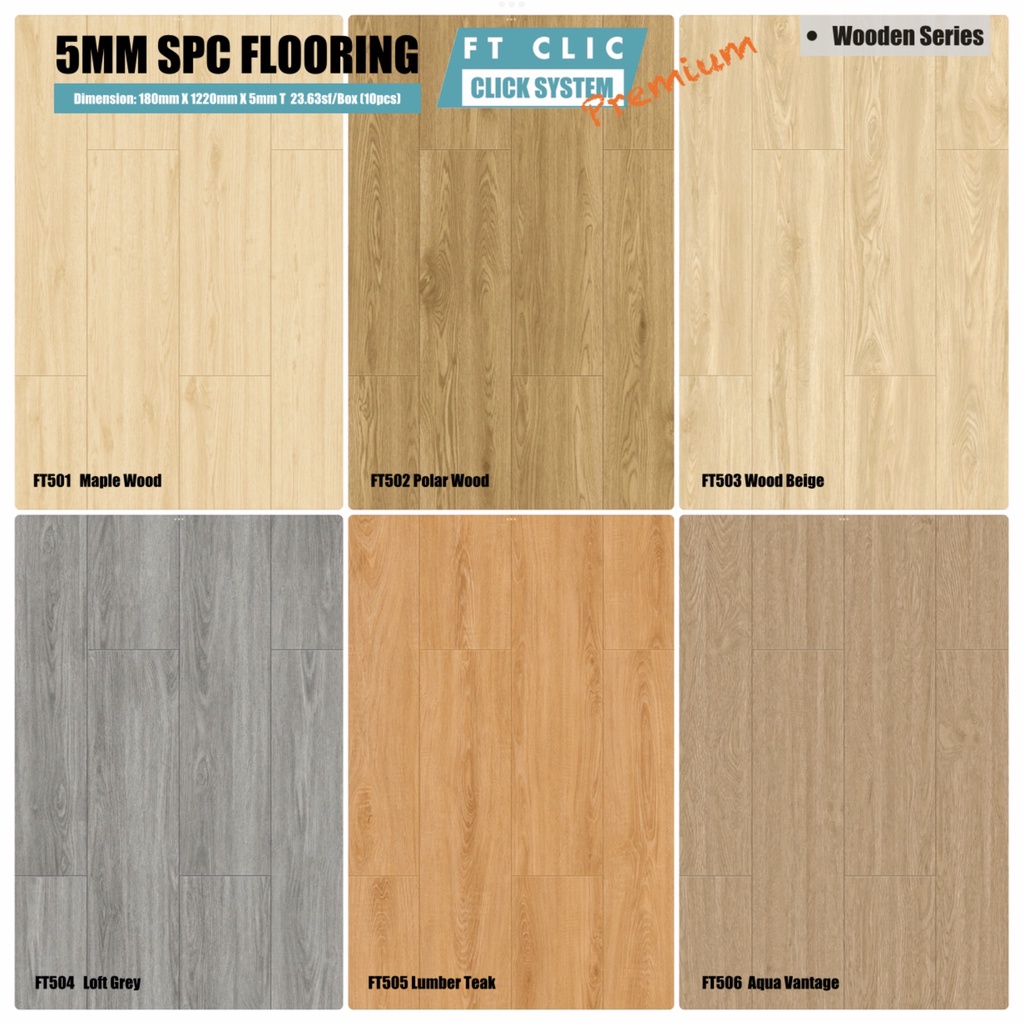 Floor Today 5mm SPC Flooring (FT-Clic Premium) 23.63sf/box (10pcs ...