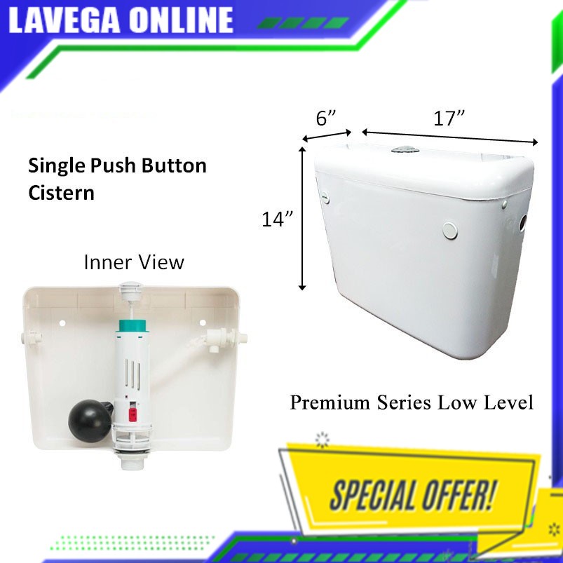 Premium Series Single Push Button White Cistern/Low Level Button Tekan ...
