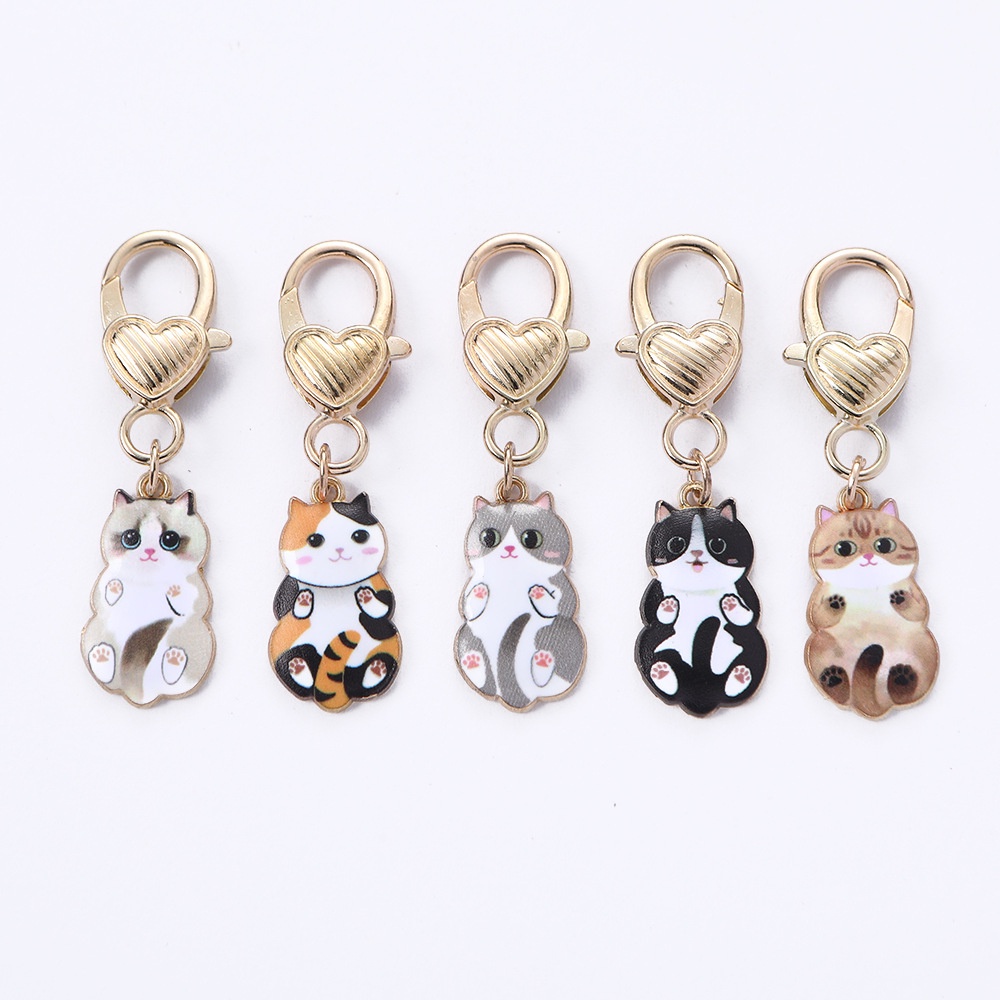 Lovely Enamel Cat Keychain Fashion Pet Shape Keyrings For Women Handbag ...