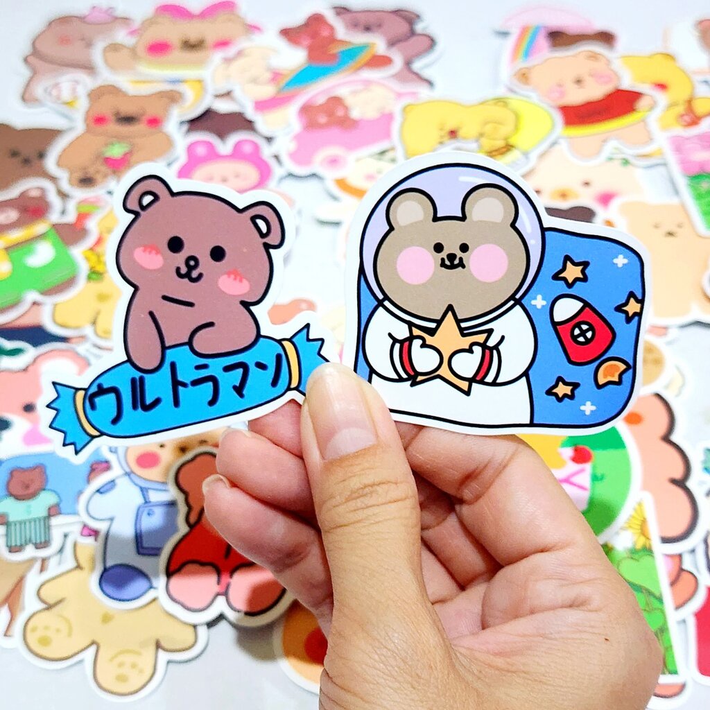 cute bear sticker pvc Waterproof Stick To Ipad Notebook Suitcase (50 ...