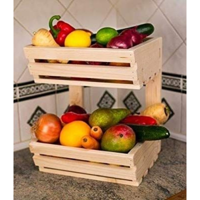 2 Tier Onion Rack Fruit Basket Storage Rak bawang Bertingkat Vegetable ...