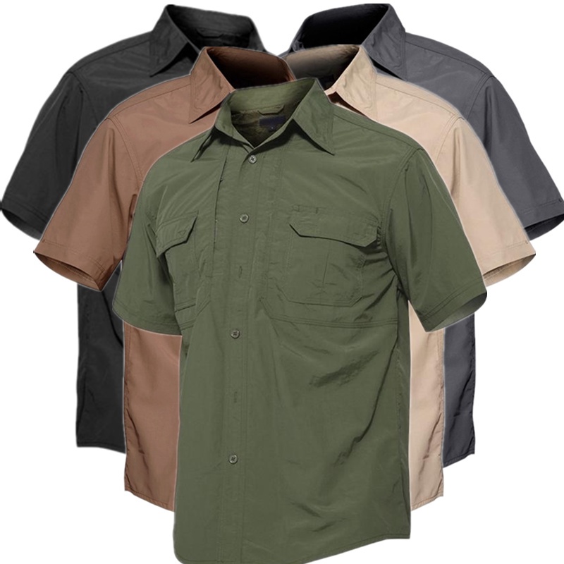 Men's Outdoor Breathable Quick Dry Shirt Lightweight Short Sleeve Cargo ...