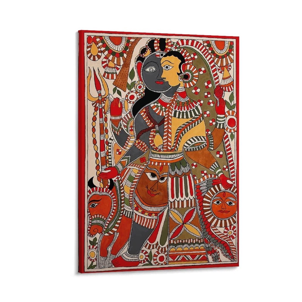 Indian Madhubani Style Painting, Shiva Parvathi, Living Room Decor ...
