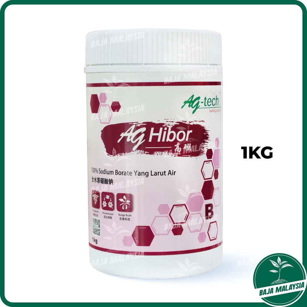 AG-TECH Ag Hibor 1kg Sodium Borate Water Soluble Fertilizer Fertigation Baja Fertigasi Natrium ...