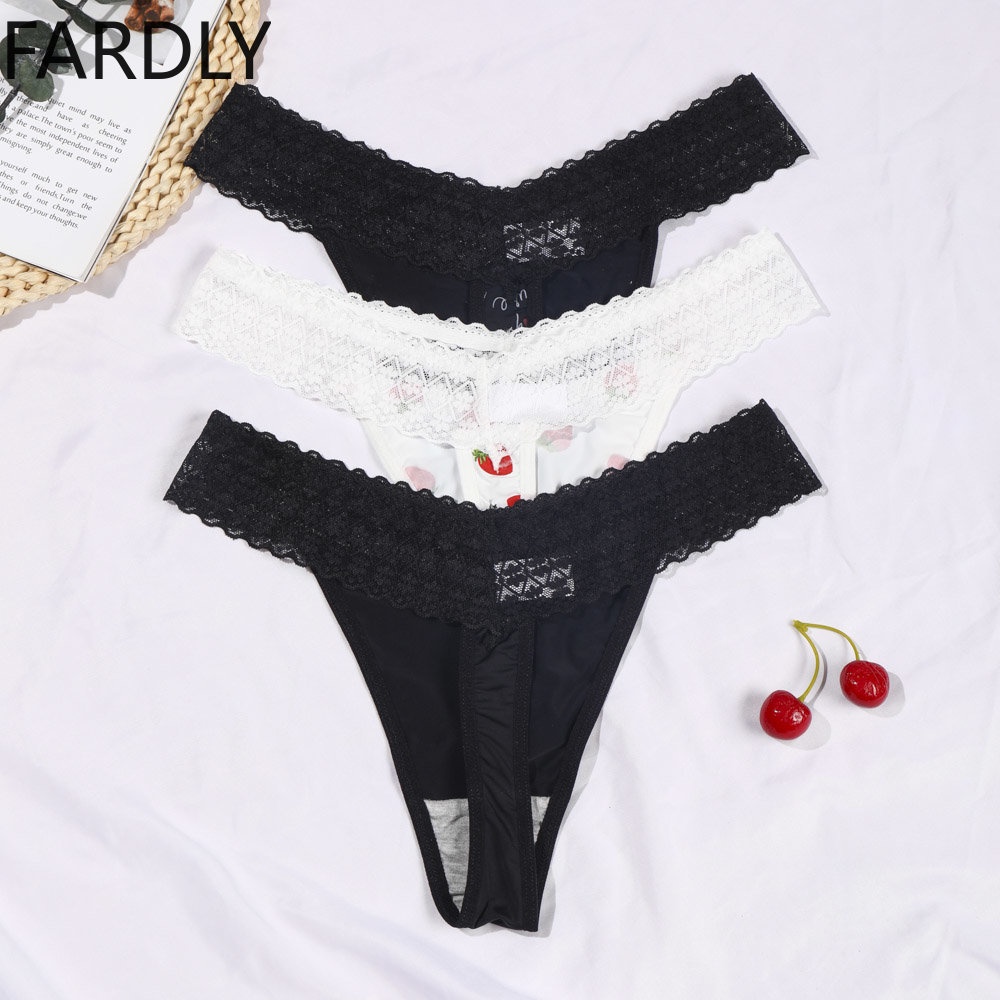 FARDLY Ladies Lace Sexy Cute Printed Thongs Plus Size S-xxxxl Women Cotton G-string Female ...