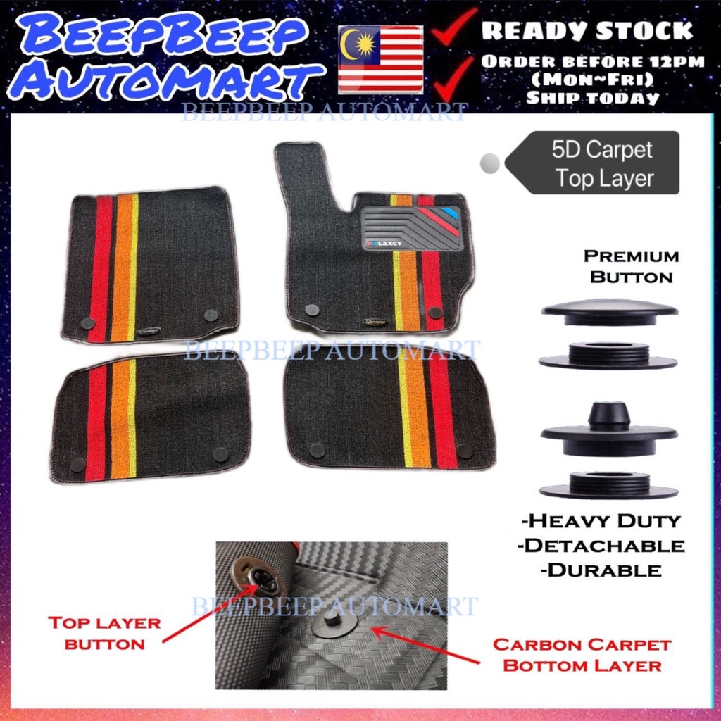 5D Carpet Top Layer Detachable Coil Mat Ativa/Axia/Viva/Myvi/Alza/Aruz ...