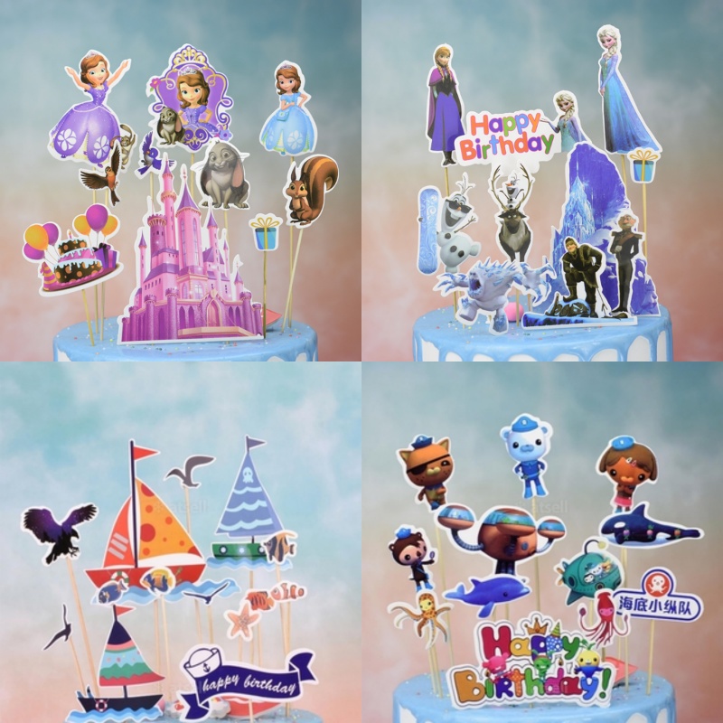 Multi Style Cartoon Themed Birthday Cake Topper Princess Sofia Aisha ...