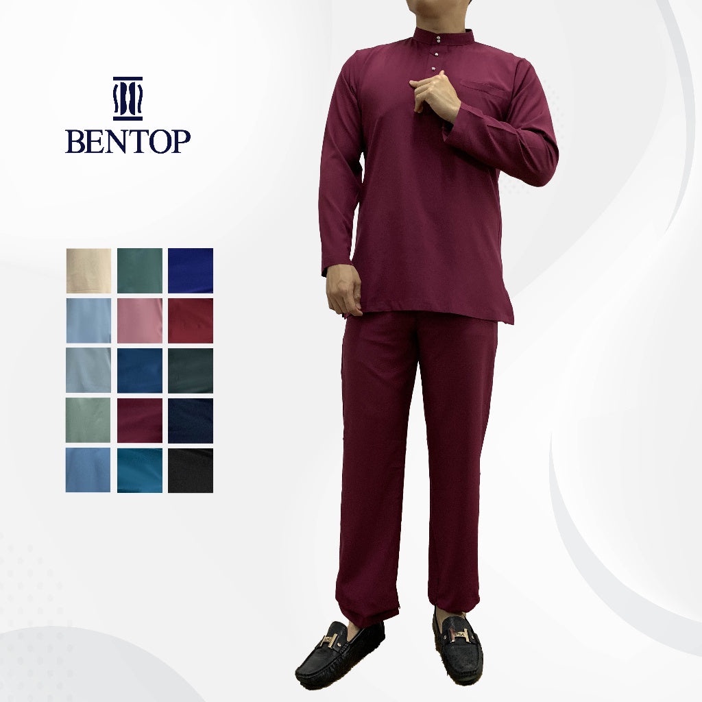 Bentop Baju Melayu Modern Fit Cotton Drill Streching | Shopee Malaysia