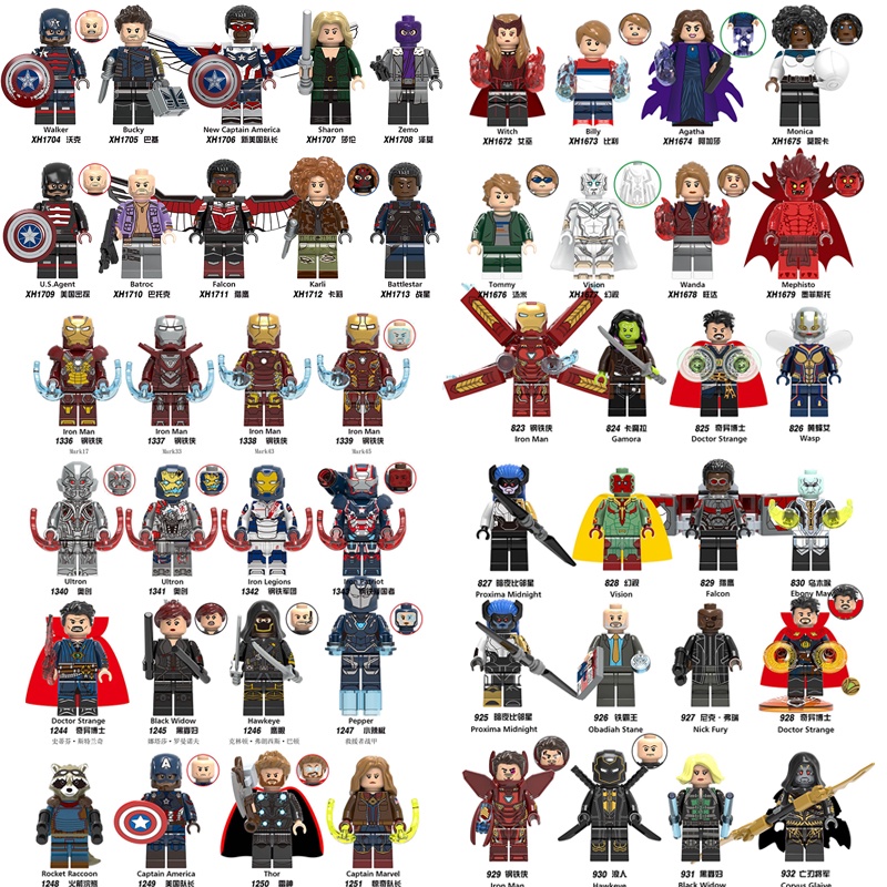 Minifigures Building Blocks Marvel The Avengers Iron Man Thor Captain ...
