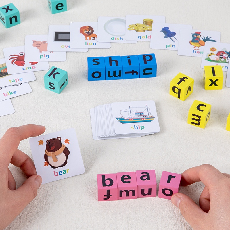 Letter Spelling Block Flash Cards Game English Words Early Learning ...