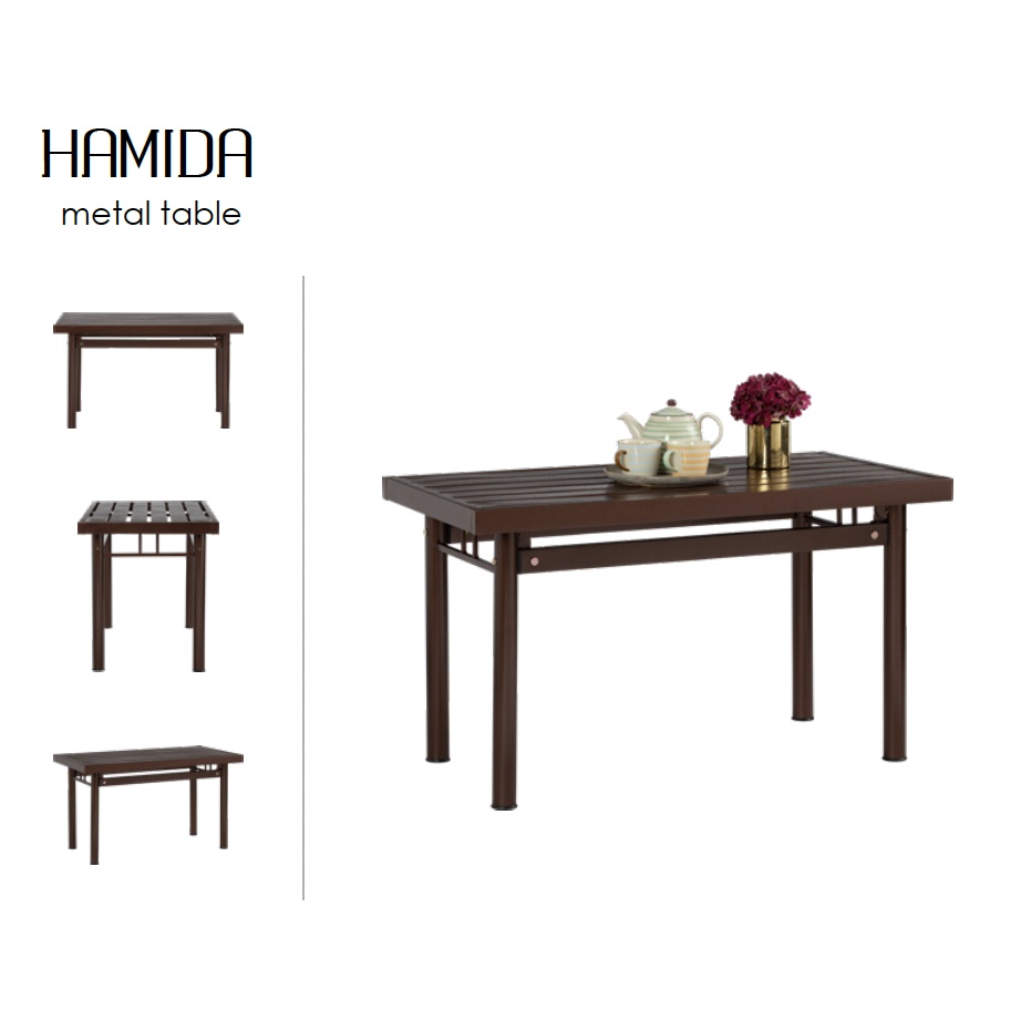 DFP Perabot HAMIDA 1.1m METAL Outdoor Table Brown Copper Color Meja ...