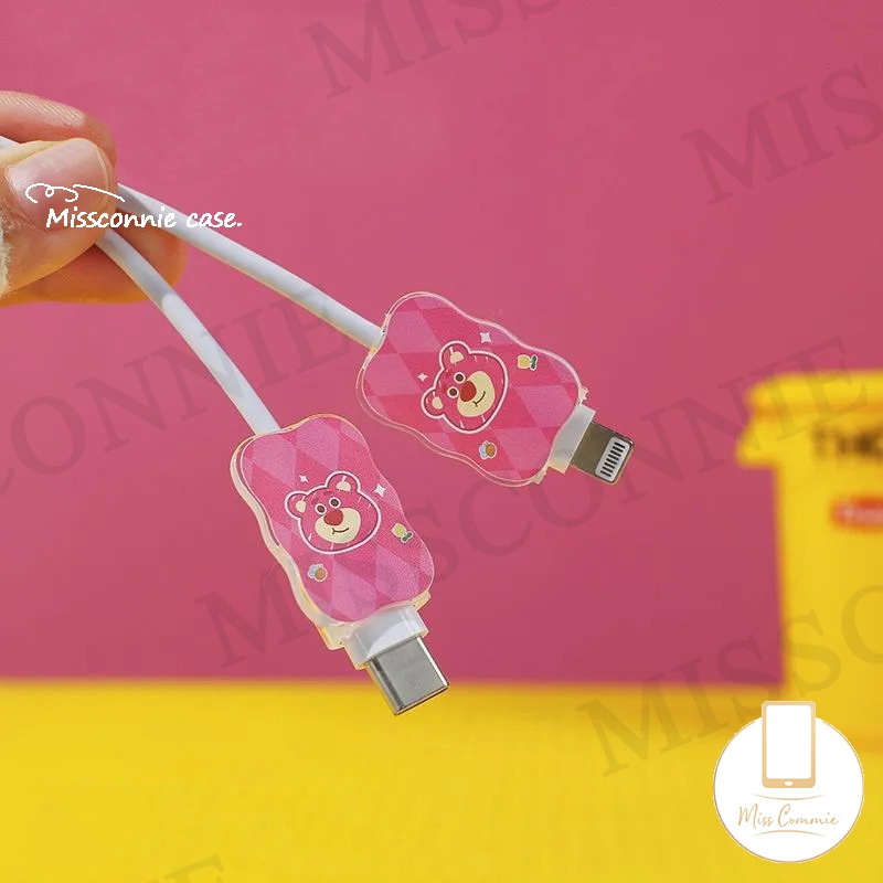 5 In 1 Cute Strawberry Bear Cartoon Toy Story Wavy Edge Data Cable ...