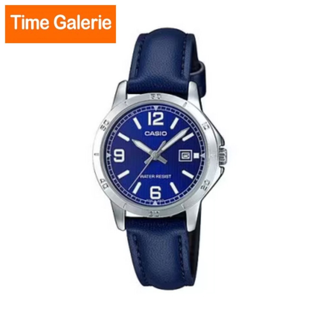 CASIO General Navy Blue Leather Band Men Watch MTP-V004L-2B | Shopee ...