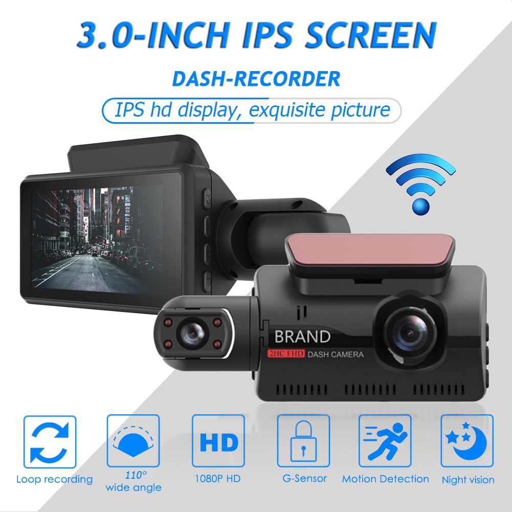 Wi-Fi Dashcam Dual Lens Dash Cam for Cars Black Box Full HD 1080P Car ...