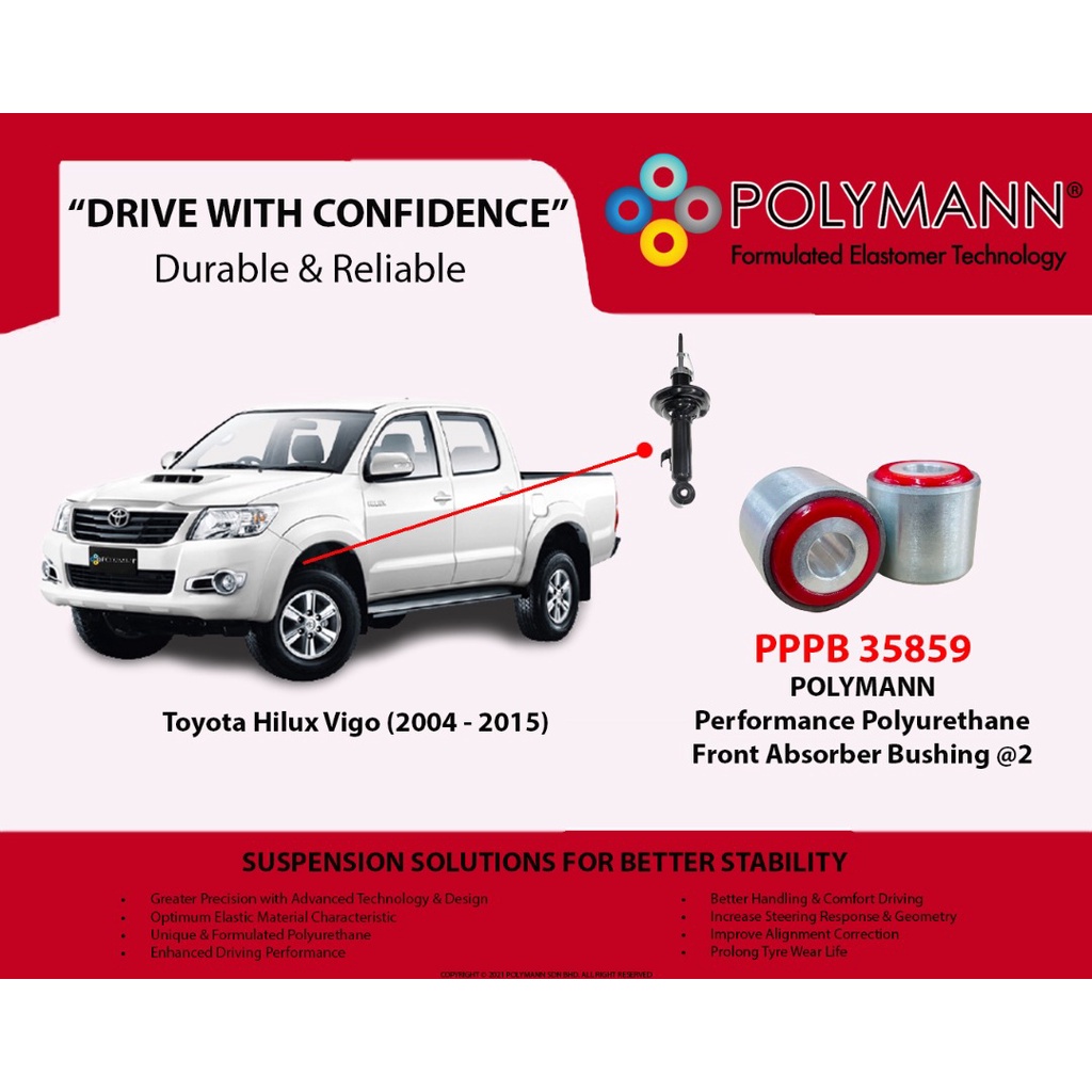 Polymann Hilux Vigo (2005-2014) Front Absorber Performance Polyurethane ...