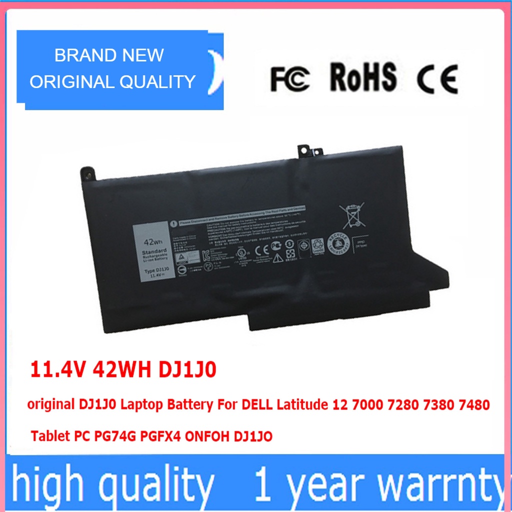 DJ1J0 0G74G Laptop Battery For DELL Latitude 12 7000 7280 7380 7480 ...