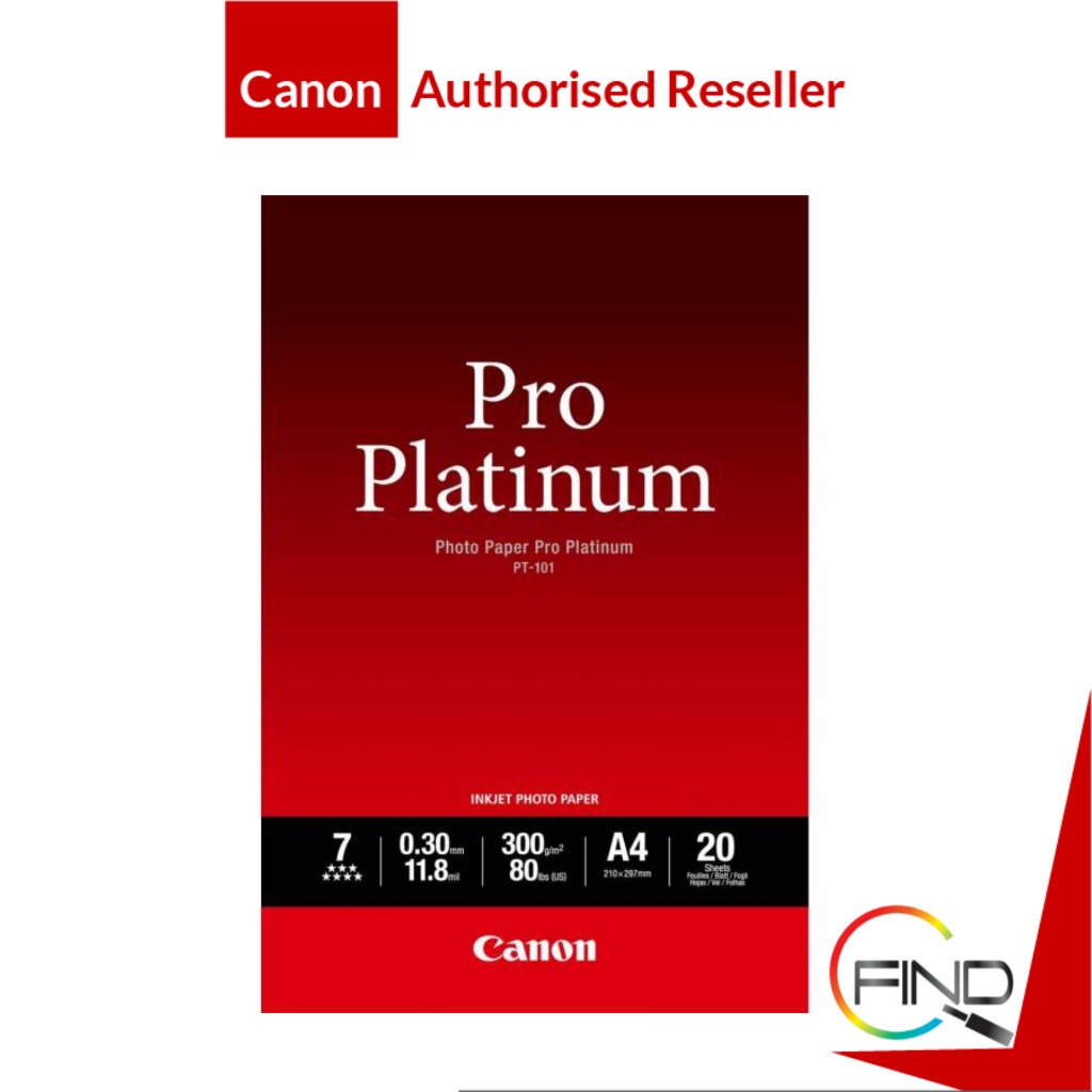 Canon PT-101 A4 (20 sheets) Photo Paper Pro Platinum (300g/m2) for ...