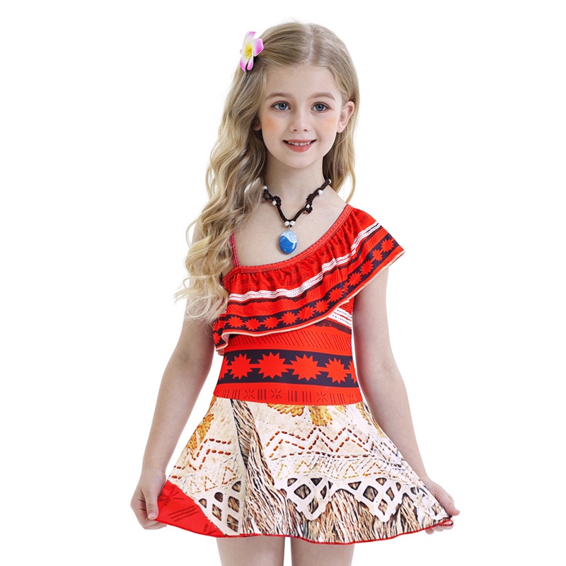 Moana Costume for Kids Clothes Summer Red Cartoon Anime Suspender ...