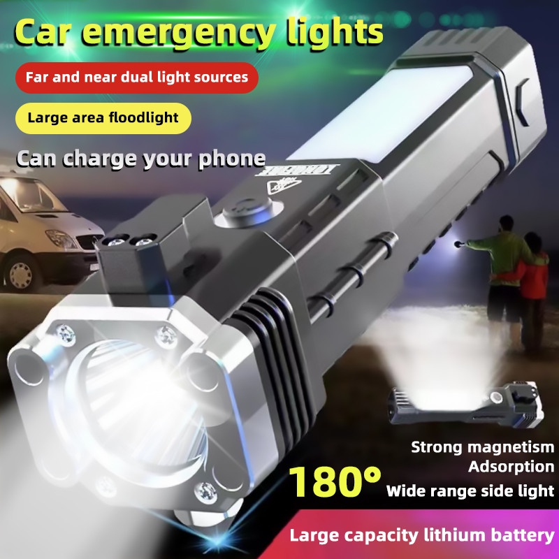 Strong LED Flashlight Adsorbable Waterproof Searchlight USB Recharging ...