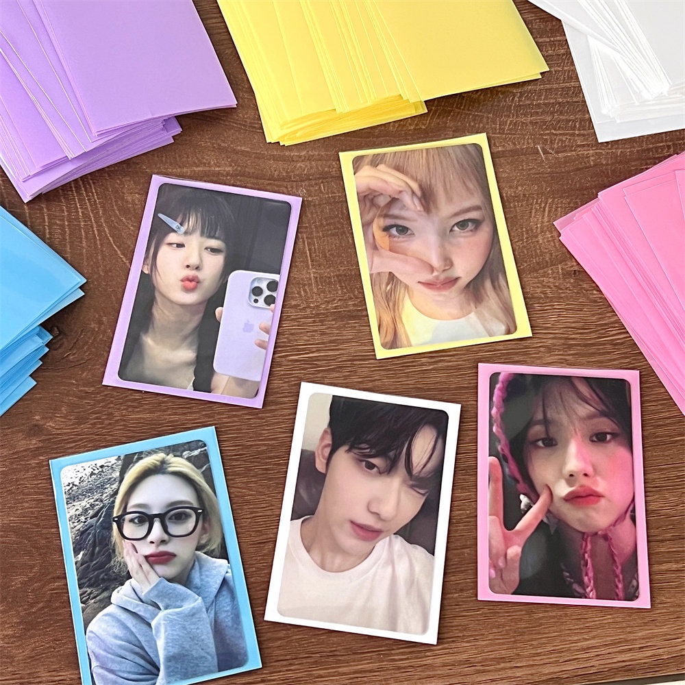 50pcs Candy Color Card Holder 61*91mm Idol Photocard Sleeves Protector ...