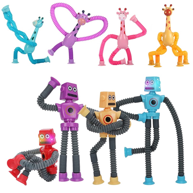 Telescopic Suction Cup Giraffe Aliens Robotics Pop Tubes Cartoon Fidget ...