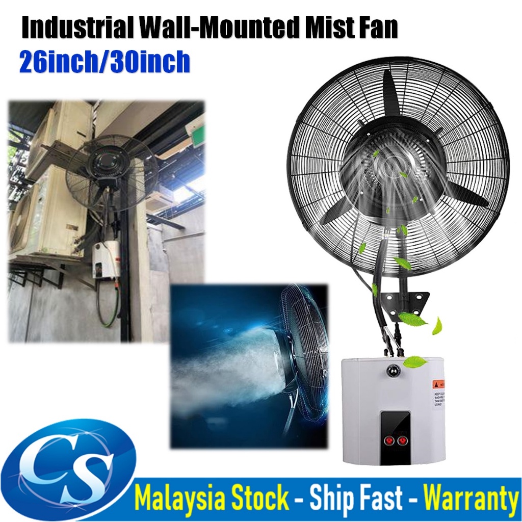 30"/26" Industrial Wall Mounted Mist Fan Auto Refill Water Atomization ...
