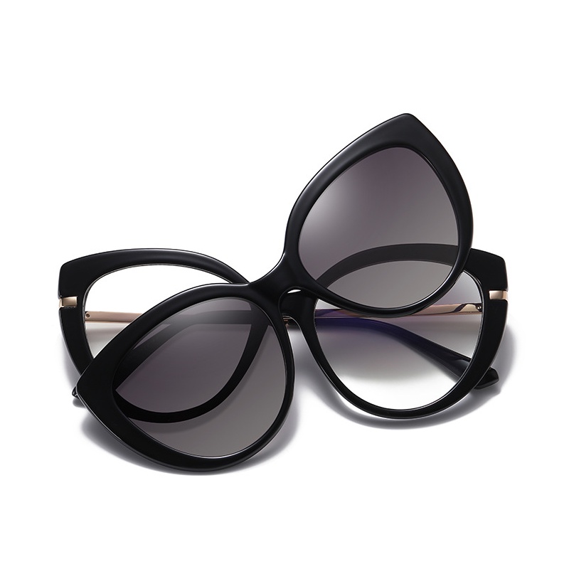2 in 1 Multi-function Clip On Sunglass Women Cat's Eye Computer Glasses ...