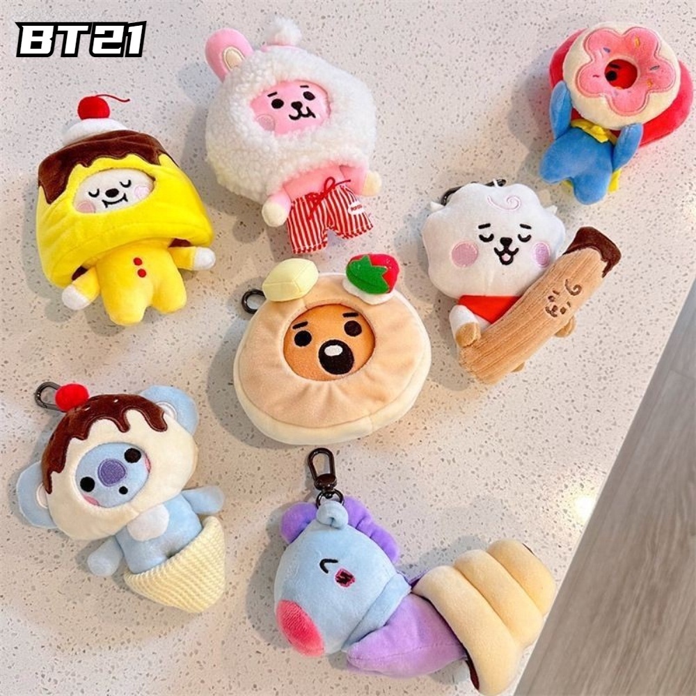 Kpop BTS BT21 Tata Cooky Chimmy Koya cute removable plush keychain ...